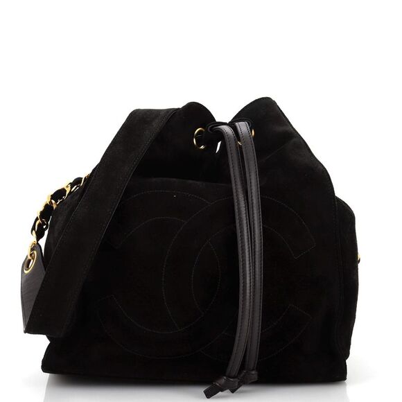 CHANEL | Bags | Chanel Vintage Timeless Drawstring Bucket Bag Suede ...